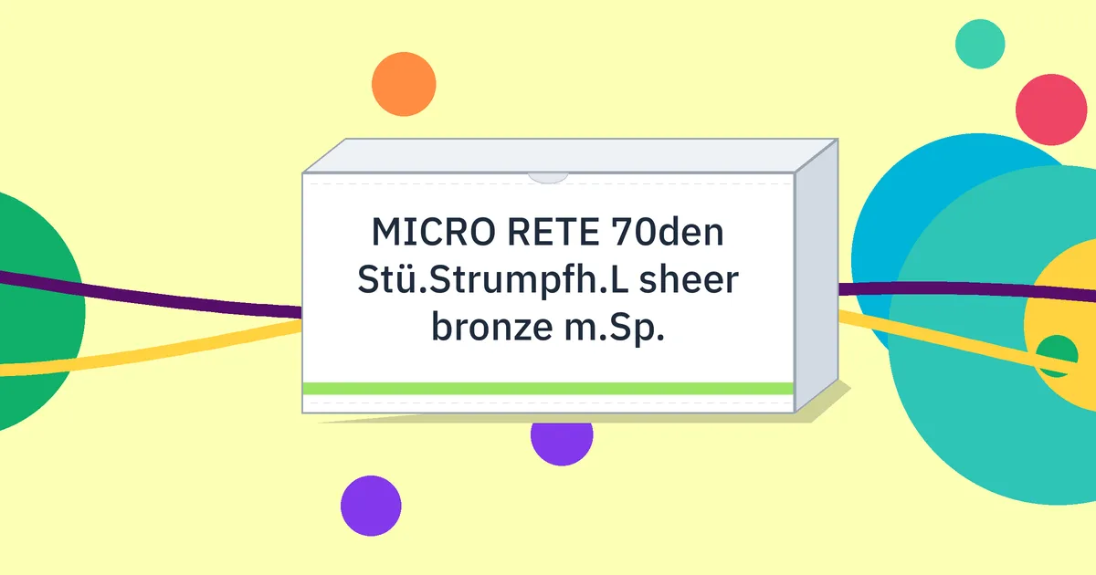 Symbolbild: Packung mit der Aufschrift MICRO RETE 70den Stü.Strumpfh.L sheer bronze m.Sp. (PZN 06450566) – Verfügbarkeit und Bezug in Apotheken in Frankfurt am Main