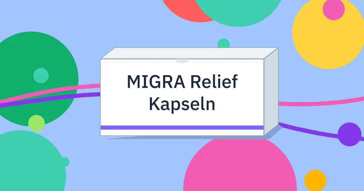Symbolbild: Packung mit der Aufschrift MIGRA Relief Kapseln (PZN 19506989) – Verfügbarkeit und Bezug in Apotheken in Frankfurt am Main