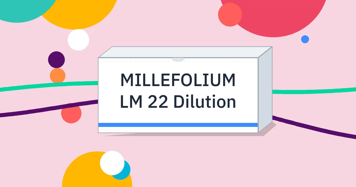 Symbolbild: Packung mit der Aufschrift MILLEFOLIUM LM 22 Dilution (PZN 13608074) – Verfügbarkeit und Bezug in Apotheken in Frankfurt am Main