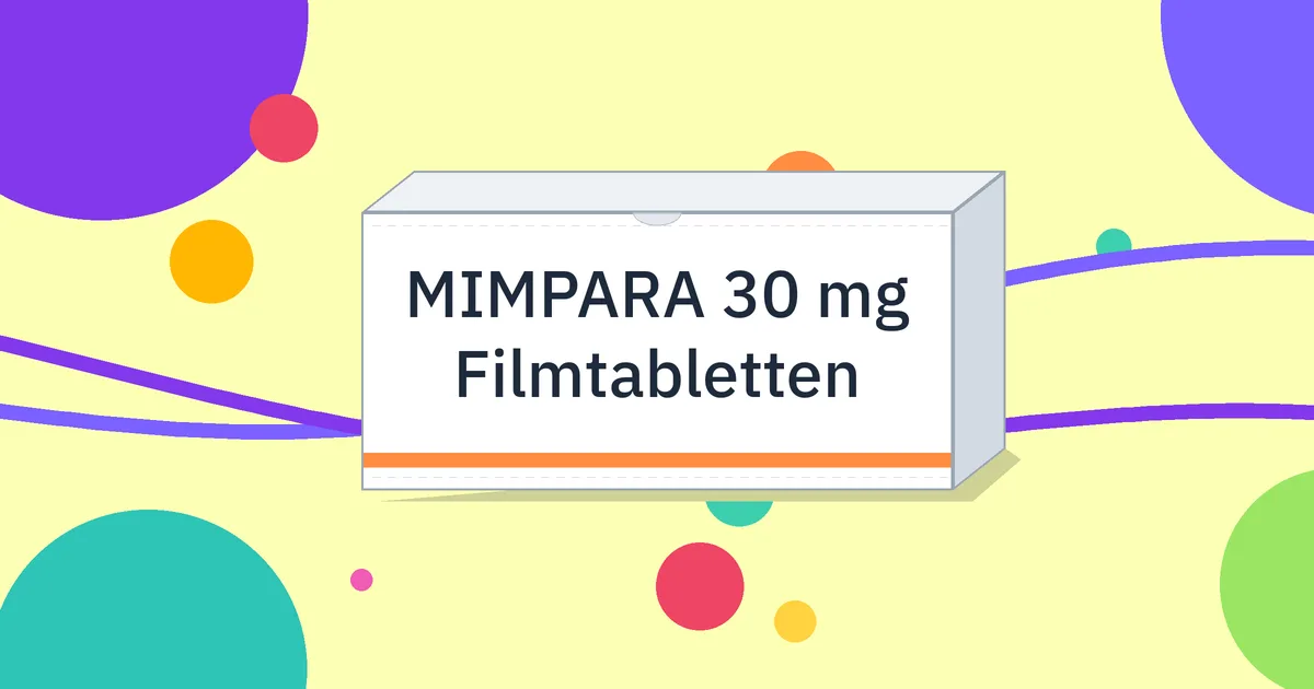 Symbolbild: Packung mit der Aufschrift MIMPARA 30 mg Filmtabletten (PZN 18202690) – Verfügbarkeit und Bezug in Apotheken in Frankfurt am Main