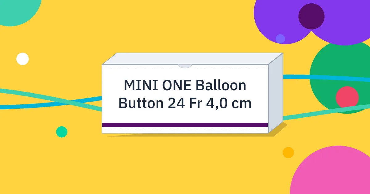 Symbolbild: Packung mit der Aufschrift MINI ONE Balloon Button 24 Fr 4,0 cm (PZN 14342589) – Verfügbarkeit und Bezug in Apotheken in Frankfurt am Main