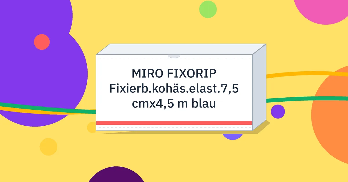 Symbolbild: Packung mit der Aufschrift MIRO FIXORIP Fixierb.kohäs.elast.7,5 cmx4,5 m blau (PZN 16796076) – Verfügbarkeit und Bezug in Apotheken in Frankfurt am Main