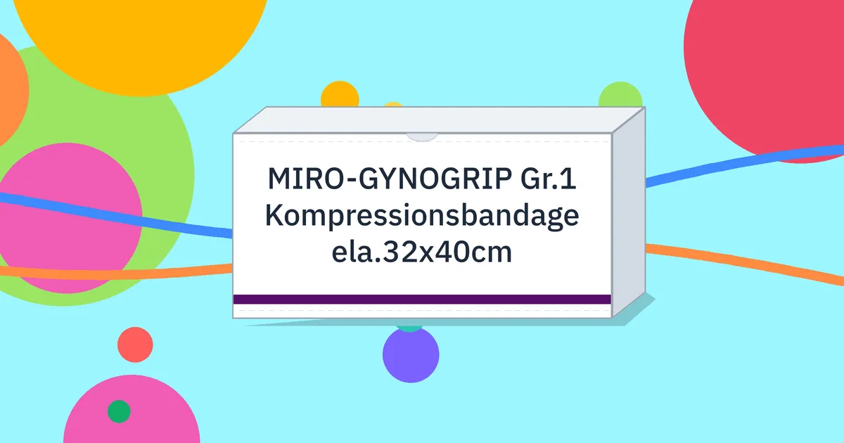 Symbolbild: Packung mit der Aufschrift MIRO-GYNOGRIP Gr.1 Kompressionsbandage ela.32x40cm (PZN 18135953) – Verfügbarkeit und Bezug in Apotheken in Frankfurt am Main