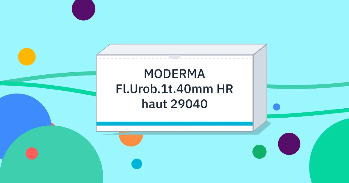 Symbolbild: Packung mit der Aufschrift MODERMA Fl.Urob.1t.40mm HR haut 29040 (PZN 01352221) – Verfügbarkeit und Bezug in Apotheken in Frankfurt am Main