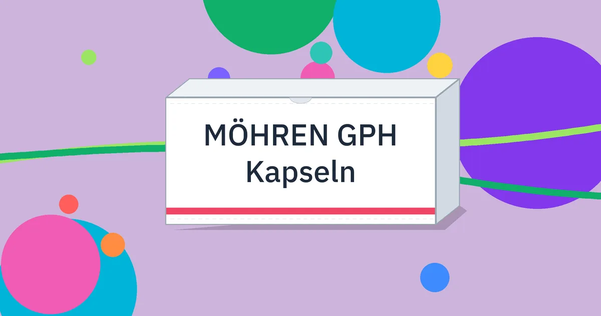 Symbolbild: Packung mit der Aufschrift MÖHREN GPH Kapseln (PZN 09323816) – Verfügbarkeit und Bezug in Apotheken in Frankfurt am Main