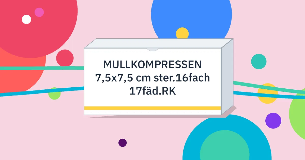 Symbolbild: Packung mit der Aufschrift MULLKOMPRESSEN 7,5x7,5 cm ster.16fach 17fäd.RK (PZN 06931142) – Verfügbarkeit und Bezug in Apotheken in Frankfurt am Main