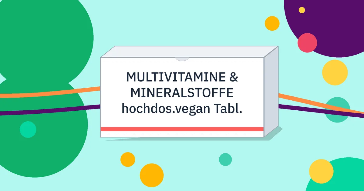 Symbolbild: Packung mit der Aufschrift MULTIVITAMINE & MINERALSTOFFE hochdos.vegan Tabl. (PZN 18331795) – Verfügbarkeit und Bezug in Apotheken in Frankfurt am Main