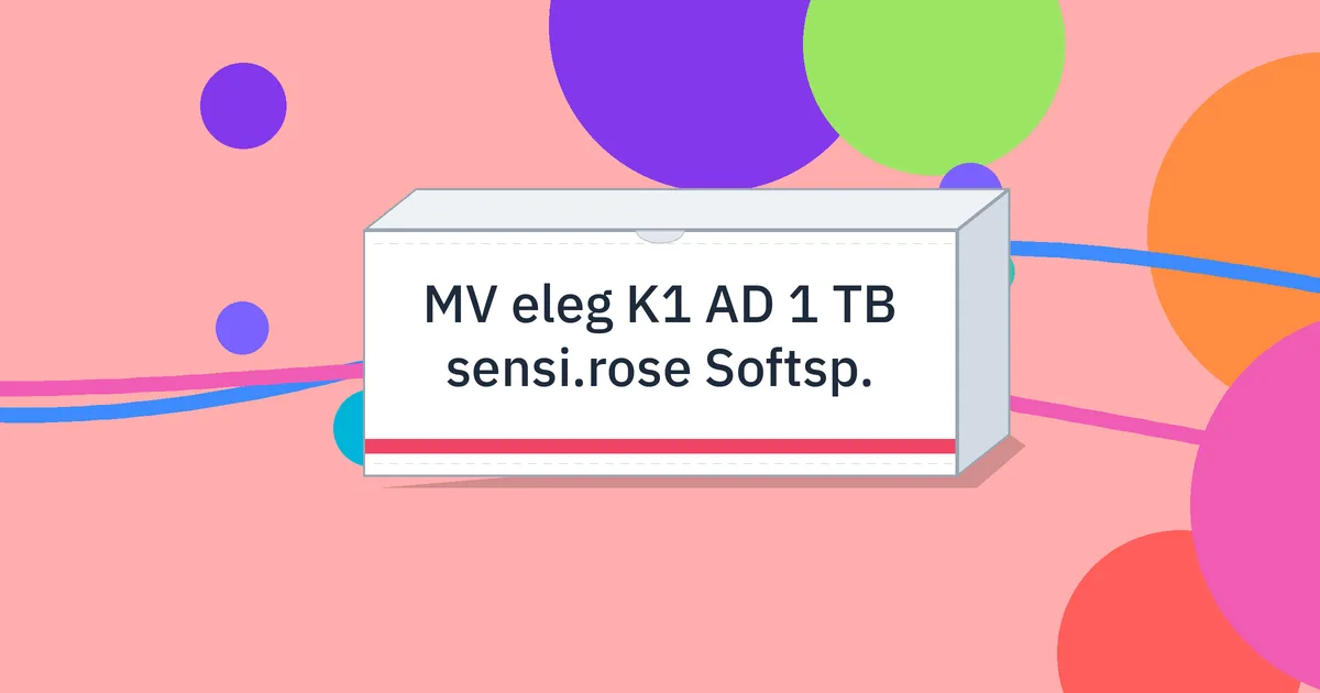 Symbolbild: Packung mit der Aufschrift MV eleg K1 AD 1 TB sensi.rose Softsp. (PZN 14684893) – Verfügbarkeit und Bezug in Apotheken in Frankfurt am Main