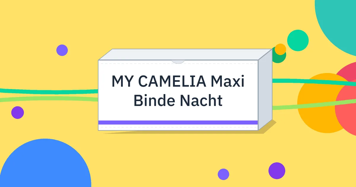 Symbolbild: Packung mit der Aufschrift MY CAMELIA Maxi Binde Nacht (PZN 19999414) – Verfügbarkeit und Bezug in Apotheken in Frankfurt am Main