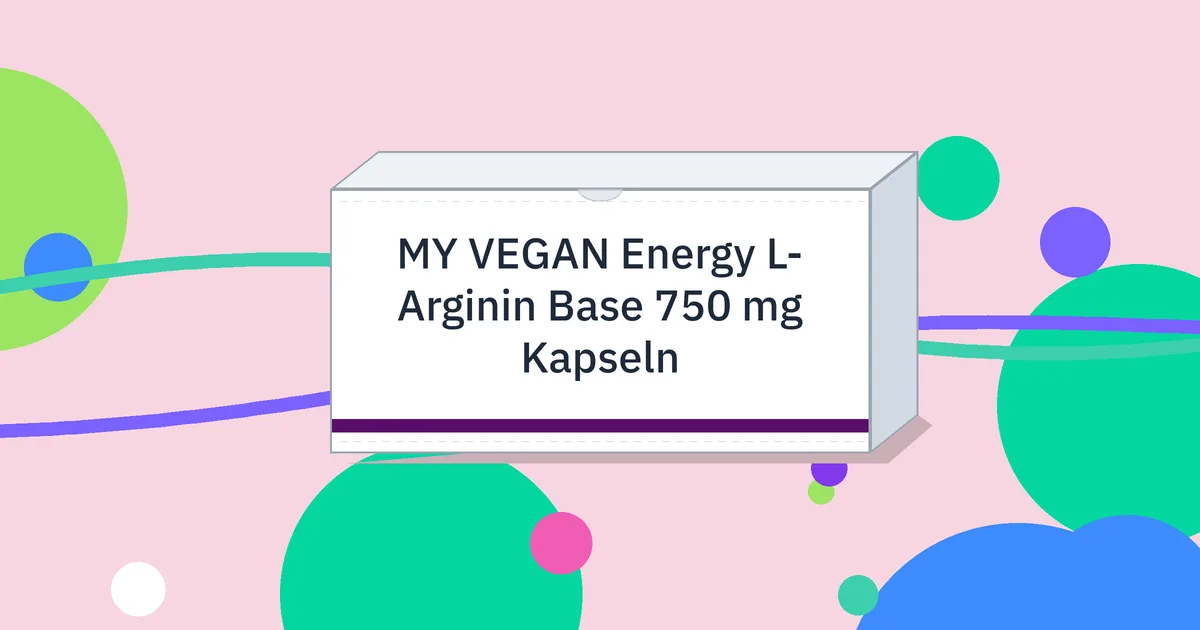 Symbolbild: Packung mit der Aufschrift MY VEGAN Energy L-Arginin Base 750 mg Kapseln (PZN 11266646) – Verfügbarkeit und Bezug in Apotheken in Frankfurt am Main