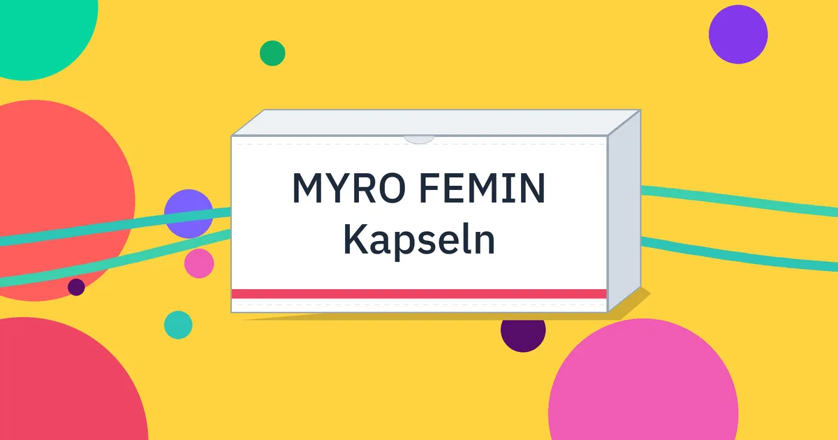 Symbolbild: Packung mit der Aufschrift MYRO FEMIN Kapseln (PZN 18789063) – Verfügbarkeit und Bezug in Apotheken in Frankfurt am Main