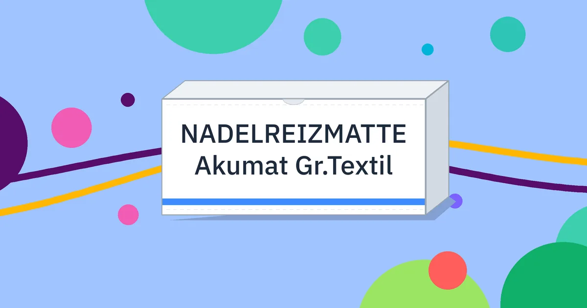 Symbolbild: Packung mit der Aufschrift NADELREIZMATTE Akumat Gr.Textil (PZN 00166953) – Verfügbarkeit und Bezug in Apotheken in Frankfurt am Main