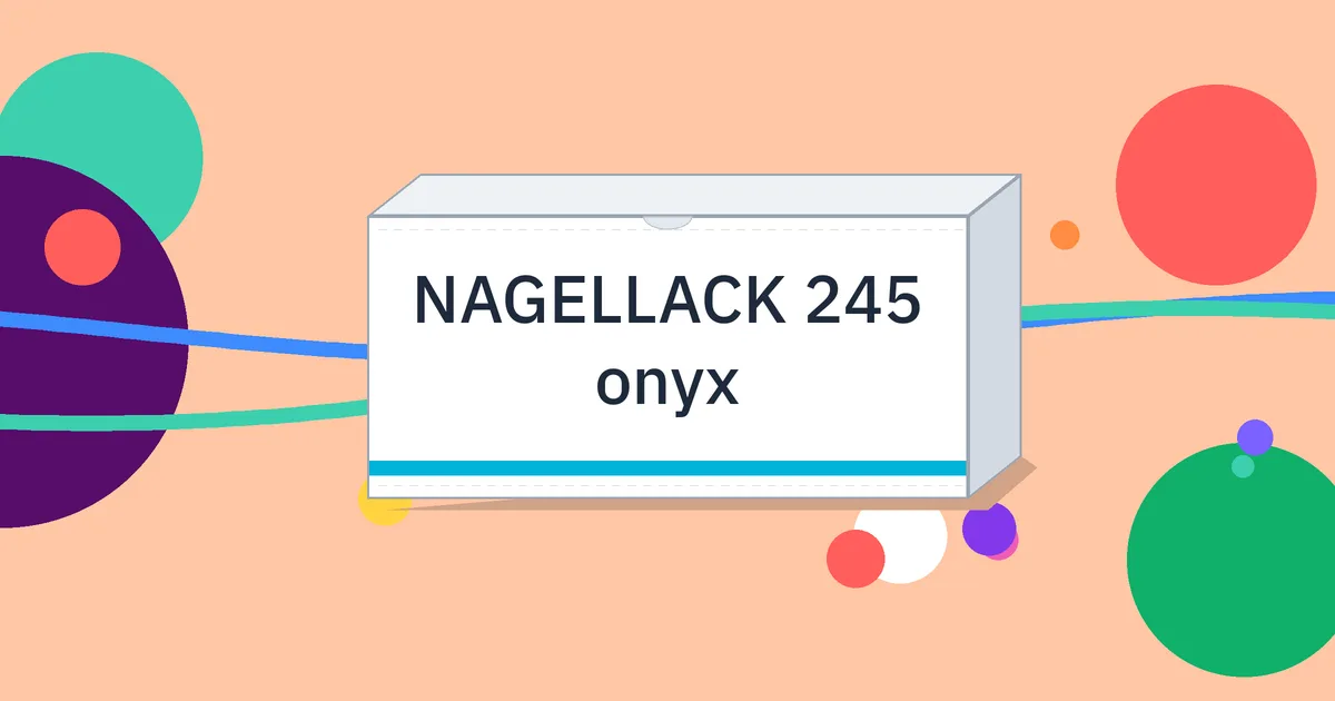 Symbolbild: Packung mit der Aufschrift NAGELLACK 245 onyx (PZN 10849794) – Verfügbarkeit und Bezug in Apotheken in Frankfurt am Main