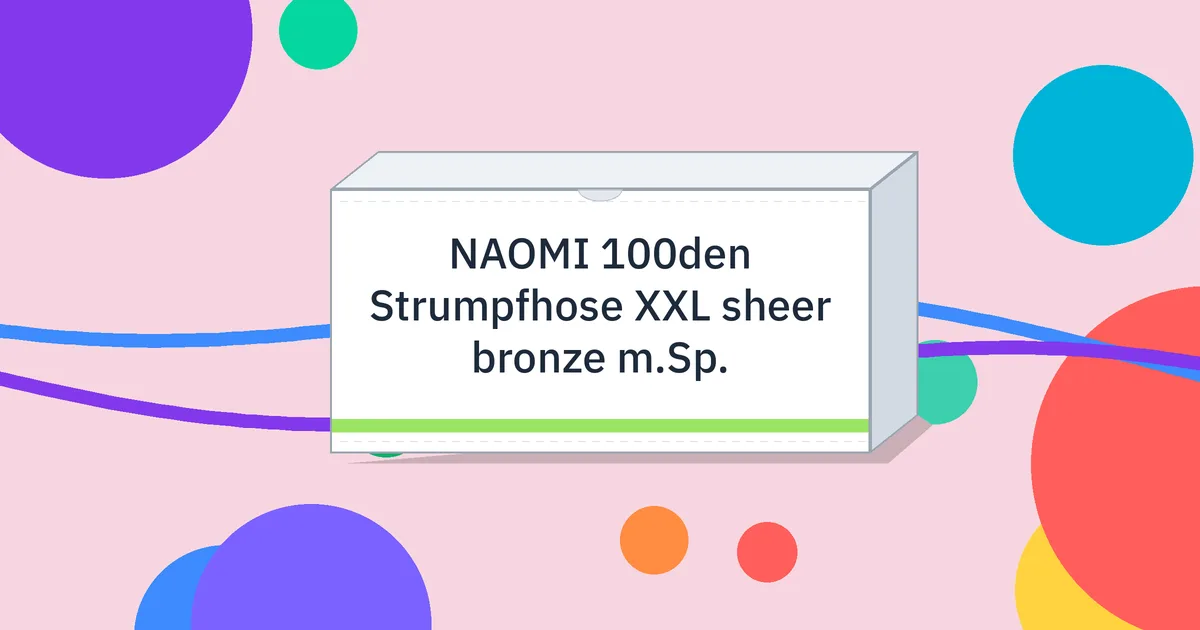 Symbolbild: Packung mit der Aufschrift NAOMI 100den Strumpfhose XXL sheer bronze m.Sp. (PZN 16177433) – Verfügbarkeit und Bezug in Apotheken in Frankfurt am Main