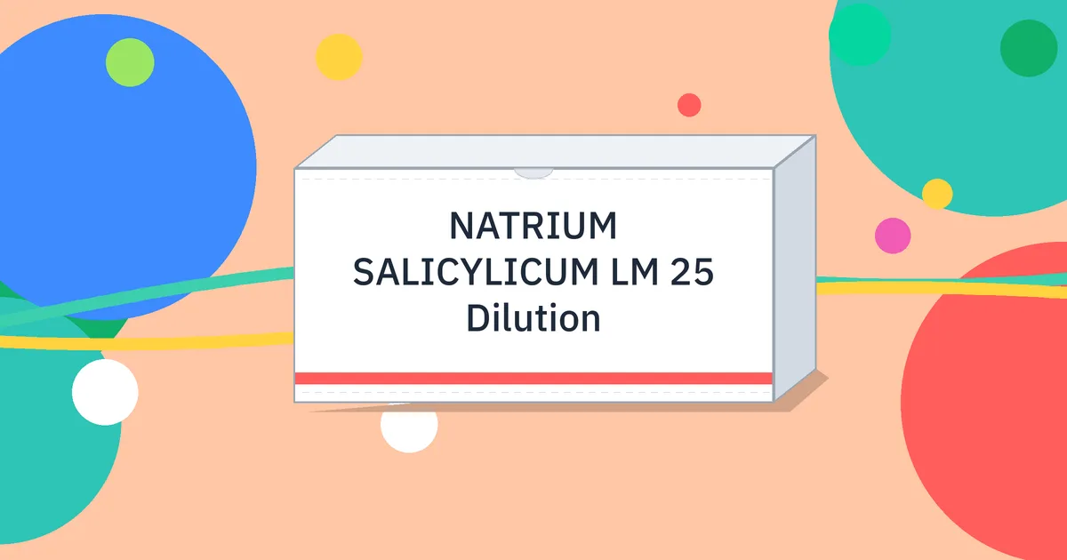 Symbolbild: Packung mit der Aufschrift NATRIUM SALICYLICUM LM 25 Dilution (PZN 12966587) – Verfügbarkeit und Bezug in Apotheken in Frankfurt am Main