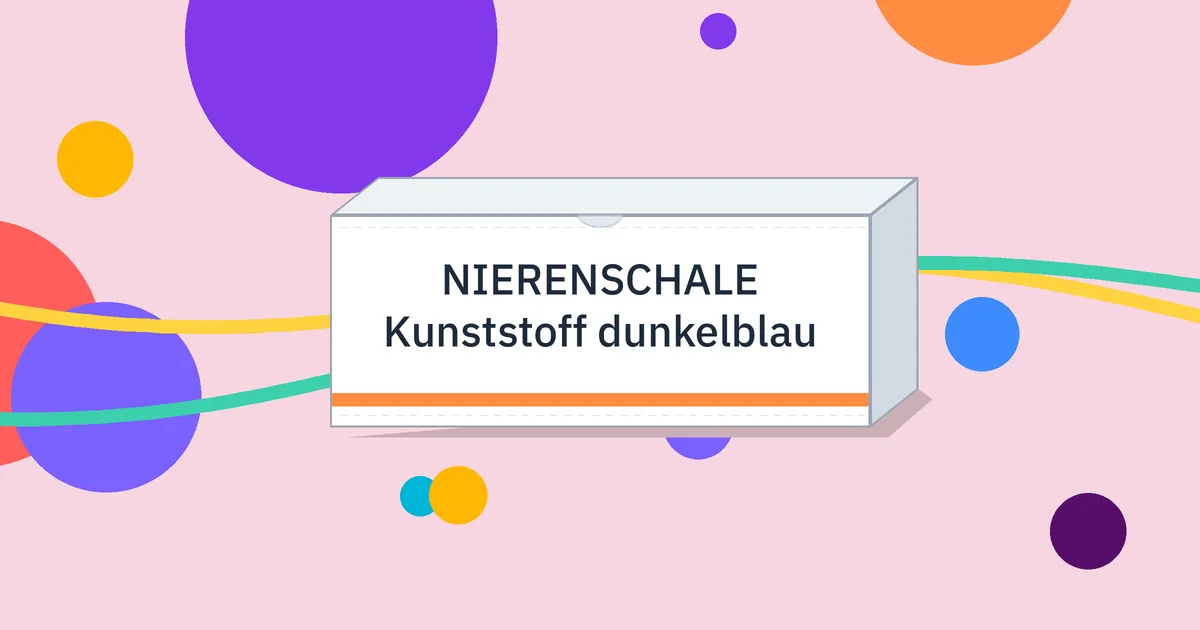 Symbolbild: Packung mit der Aufschrift NIERENSCHALE Kunststoff dunkelblau (PZN 09251347) – Verfügbarkeit und Bezug in Apotheken in Frankfurt am Main
