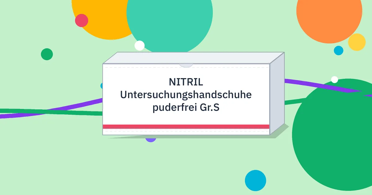 Symbolbild: Packung mit der Aufschrift NITRIL Untersuchungshandschuhe puderfrei Gr.S (PZN 01304096) – Verfügbarkeit und Bezug in Apotheken in Frankfurt am Main