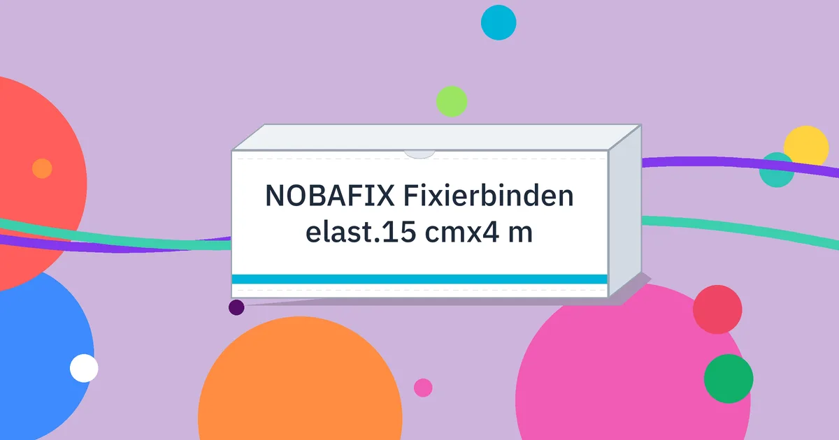 Symbolbild: Packung mit der Aufschrift NOBAFIX Fixierbinden elast.15 cmx4 m (PZN 16028087) – Verfügbarkeit und Bezug in Apotheken in Frankfurt am Main