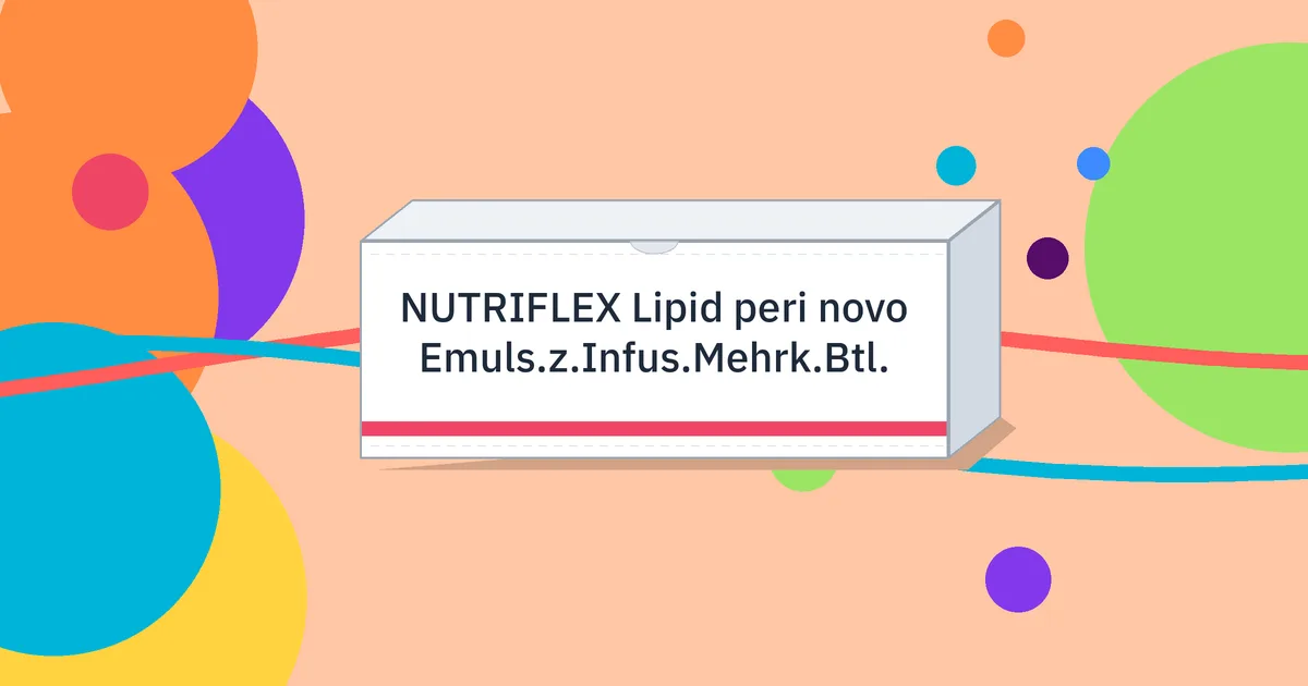 Symbolbild: Packung mit der Aufschrift NUTRIFLEX Lipid peri novo Emuls.z.Infus.Mehrk.Btl. (PZN 20640434) – Verfügbarkeit und Bezug in Apotheken in Frankfurt am Main