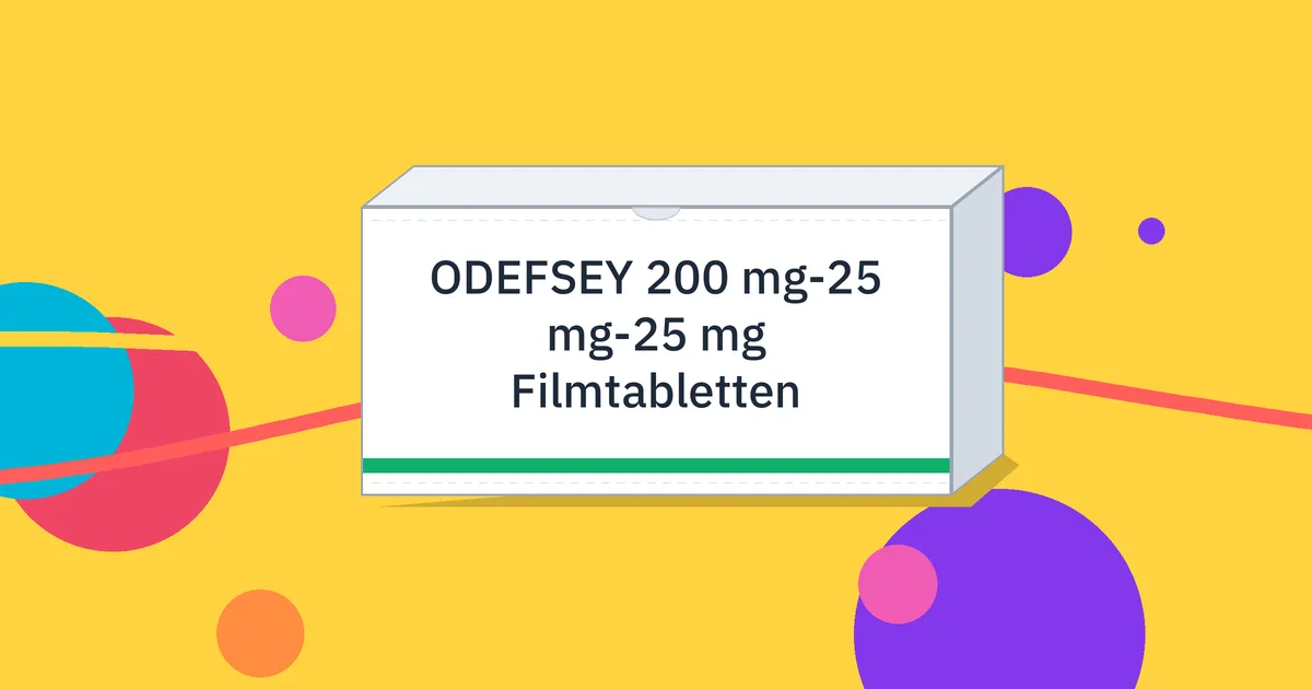 Symbolbild: Packung mit der Aufschrift ODEFSEY 200 mg-25 mg-25 mg Filmtabletten (PZN 13167049) – Verfügbarkeit und Bezug in Apotheken in Frankfurt am Main