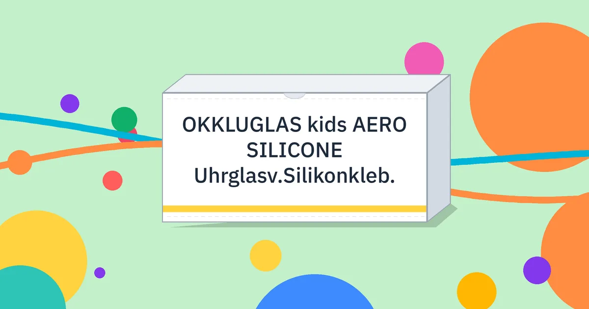 Symbolbild: Packung mit der Aufschrift OKKLUGLAS kids AERO SILICONE Uhrglasv.Silikonkleb. (PZN 19187917) – Verfügbarkeit und Bezug in Apotheken in Frankfurt am Main