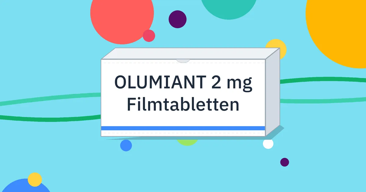 Symbolbild: Packung mit der Aufschrift OLUMIANT 2 mg Filmtabletten (PZN 15210677) – Verfügbarkeit und Bezug in Apotheken in Frankfurt am Main