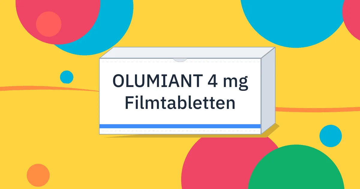 Symbolbild: Packung mit der Aufschrift OLUMIANT 4 mg Filmtabletten (PZN 15210714) – Verfügbarkeit und Bezug in Apotheken in Frankfurt am Main