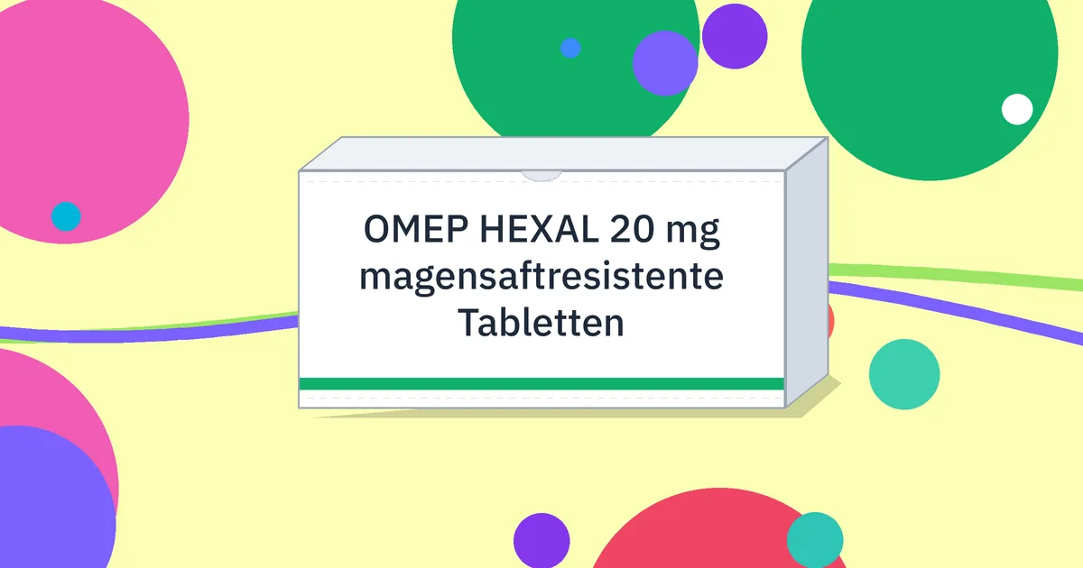 Symbolbild: Packung mit der Aufschrift OMEP HEXAL 20 mg magensaftresistente Tabletten (PZN 06817788) – Verfügbarkeit und Bezug in Apotheken in Frankfurt am Main