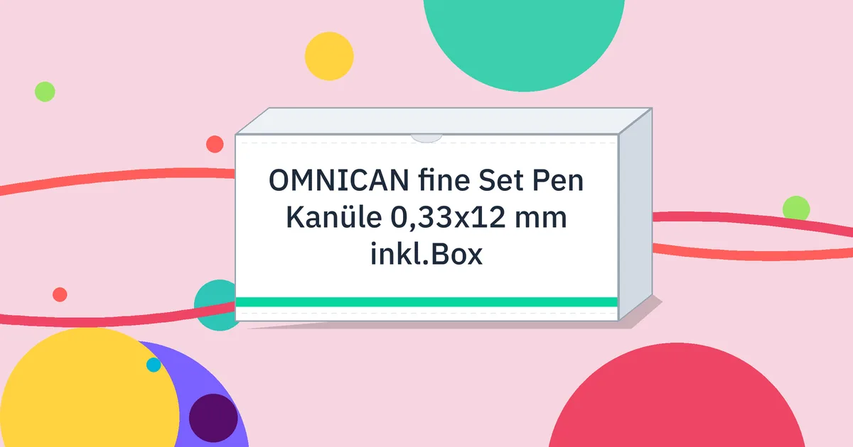 Symbolbild: Packung mit der Aufschrift OMNICAN fine Set Pen Kanüle 0,33x12 mm inkl.Box (PZN 13707215) – Verfügbarkeit und Bezug in Apotheken in Frankfurt am Main