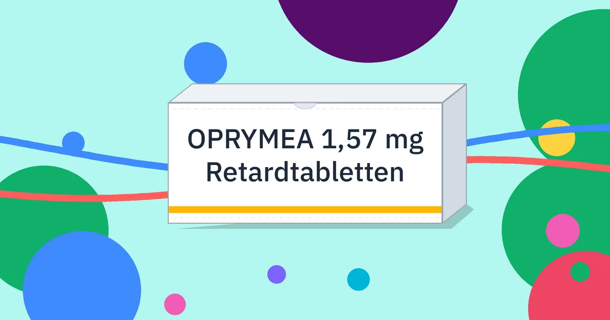Symbolbild: Packung mit der Aufschrift OPRYMEA 1,57 mg Retardtabletten (PZN 17180383) – Verfügbarkeit und Bezug in Apotheken in Frankfurt am Main