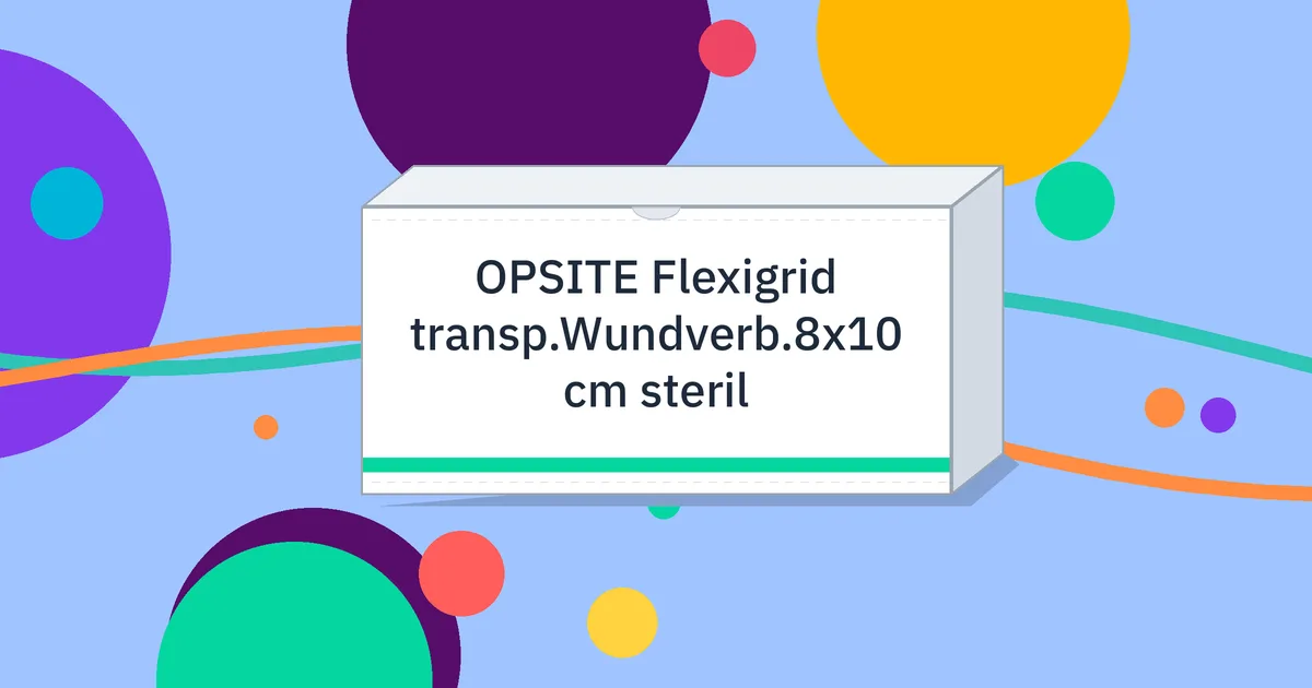 Symbolbild: Packung mit der Aufschrift OPSITE Flexigrid transp.Wundverb.8x10 cm steril (PZN 03575729) – Verfügbarkeit und Bezug in Apotheken in Frankfurt am Main