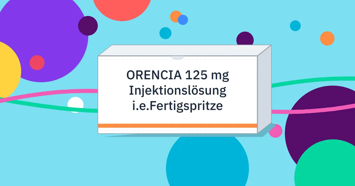 Symbolbild: Packung mit der Aufschrift ORENCIA 125 mg Injektionslösung i.e.Fertigspritze (PZN 10390982) – Verfügbarkeit und Bezug in Apotheken in Frankfurt am Main