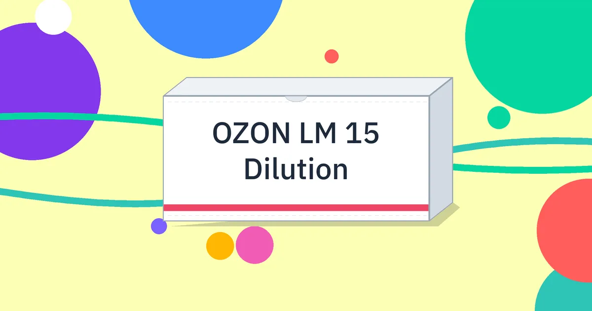 Symbolbild: Packung mit der Aufschrift OZON LM 15 Dilution (PZN 12974500) – Verfügbarkeit und Bezug in Apotheken in Frankfurt am Main