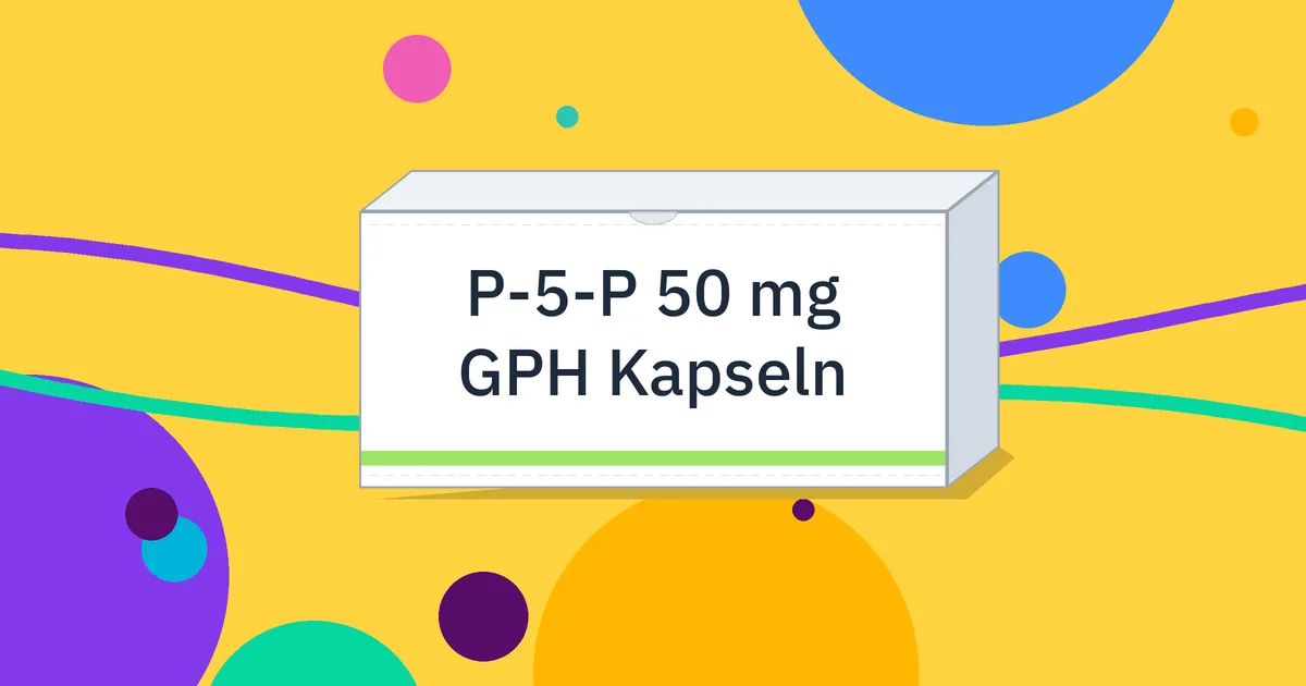 Symbolbild: Packung mit der Aufschrift P-5-P 50 mg GPH Kapseln (PZN 16935336) – Verfügbarkeit und Bezug in Apotheken in Frankfurt am Main