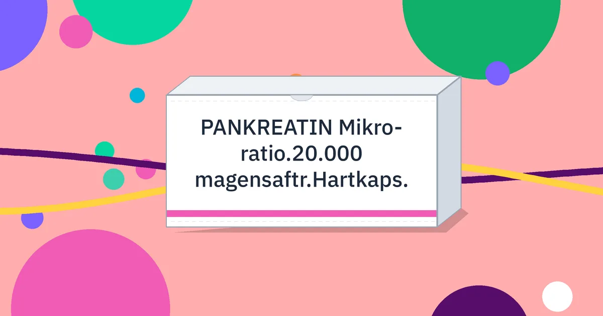 Symbolbild: Packung mit der Aufschrift PANKREATIN Mikro-ratio.20.000 magensaftr.Hartkaps. (PZN 07097623) – Verfügbarkeit und Bezug in Apotheken in Frankfurt am Main