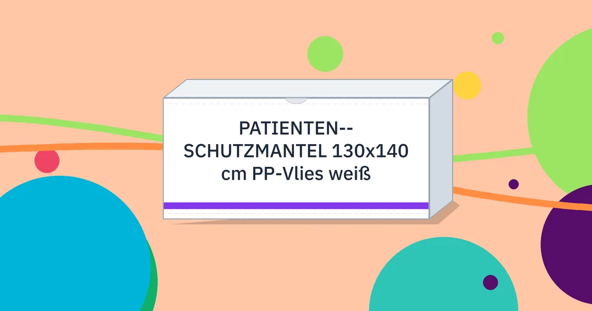 Symbolbild: Packung mit der Aufschrift PATIENTEN--SCHUTZMANTEL 130x140 cm PP-Vlies weiß (PZN 17307524) – Verfügbarkeit und Bezug in Apotheken in Frankfurt am Main