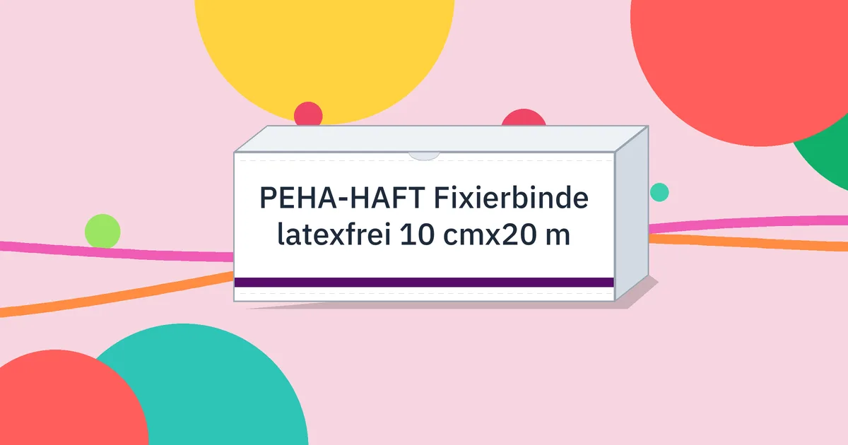 Symbolbild: Packung mit der Aufschrift PEHA-HAFT Fixierbinde latexfrei 10 cmx20 m (PZN 18716377) – Verfügbarkeit und Bezug in Apotheken in Frankfurt am Main