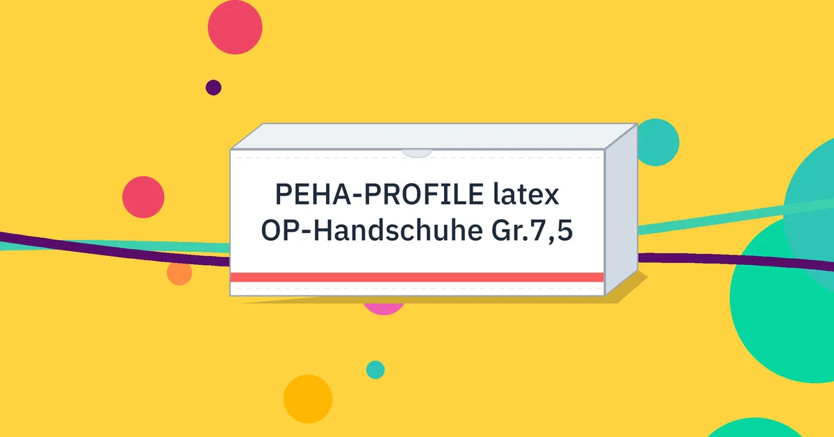 Symbolbild: Packung mit der Aufschrift PEHA-PROFILE latex OP-Handschuhe Gr.7,5 (PZN 10387336) – Verfügbarkeit und Bezug in Apotheken in Frankfurt am Main