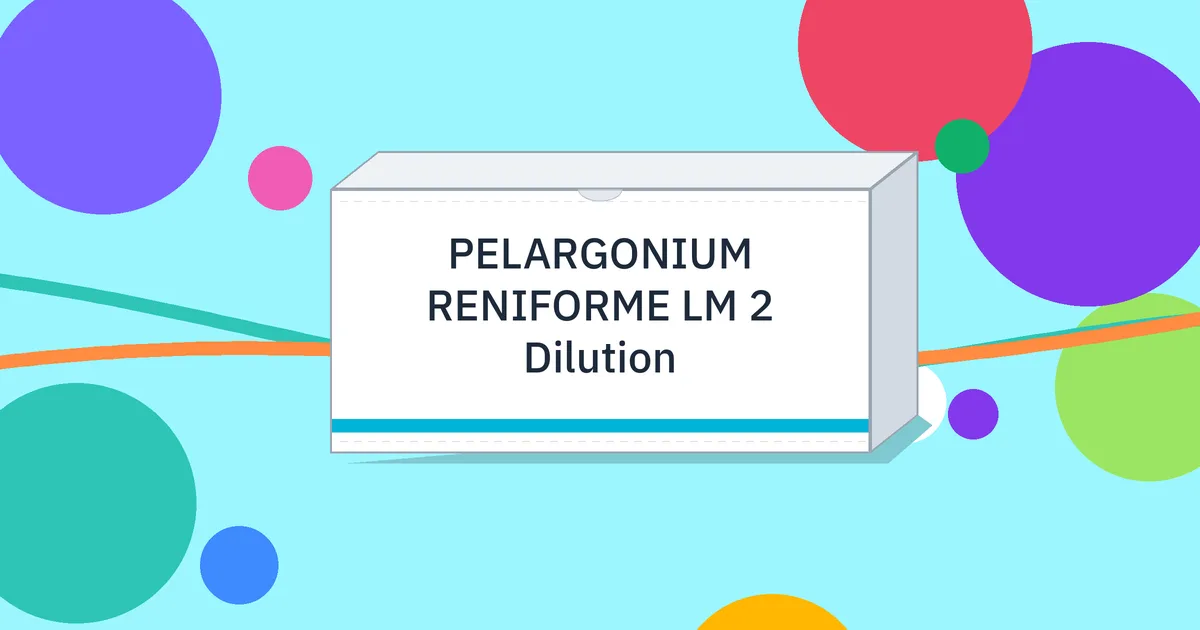 Symbolbild: Packung mit der Aufschrift PELARGONIUM RENIFORME LM 2 Dilution (PZN 13633149) – Verfügbarkeit und Bezug in Apotheken in Frankfurt am Main