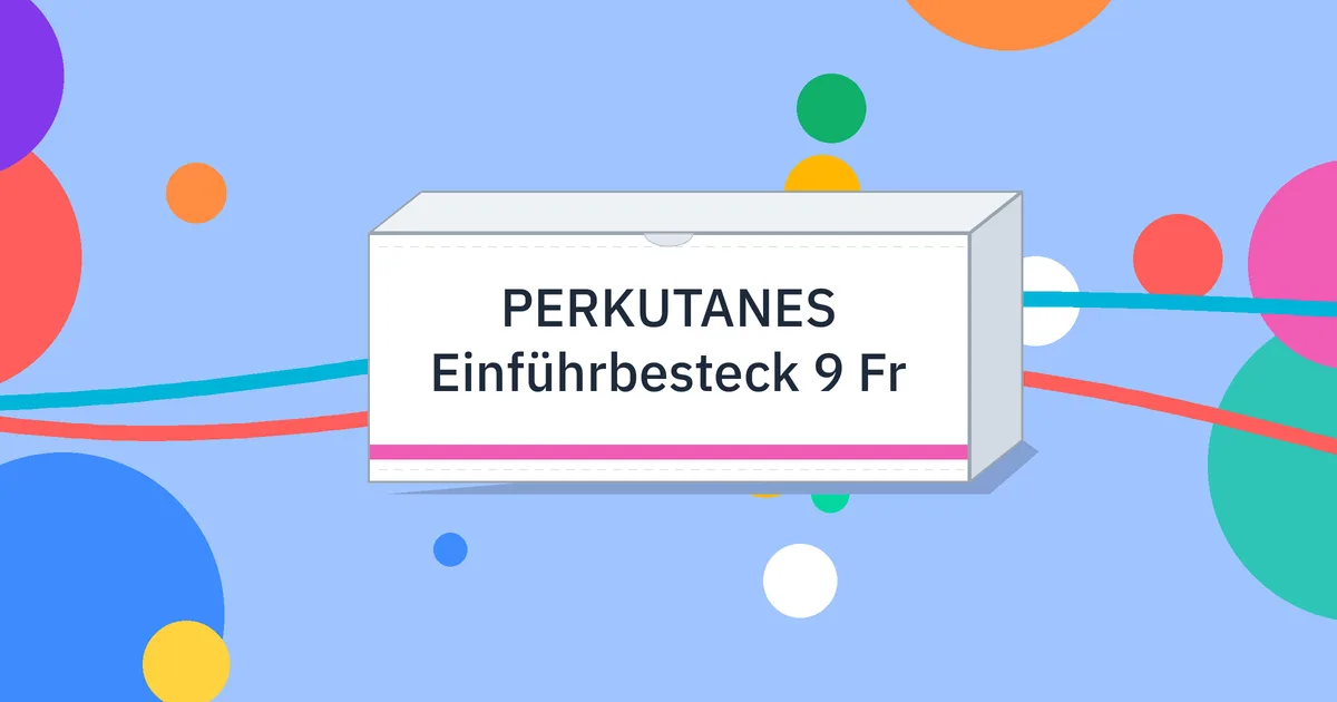 Symbolbild: Packung mit der Aufschrift PERKUTANES Einführbesteck 9 Fr (PZN 07654526) – Verfügbarkeit und Bezug in Apotheken in Frankfurt am Main