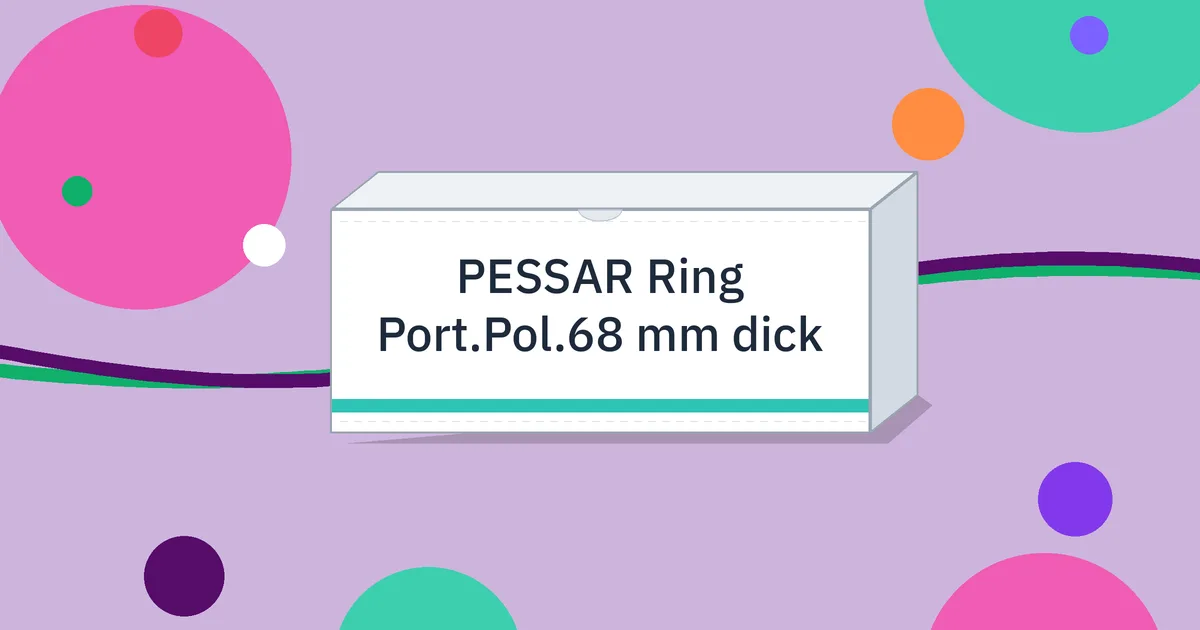 Symbolbild: Packung mit der Aufschrift PESSAR Ring Port.Pol.68 mm dick (PZN 01967247) – Verfügbarkeit und Bezug in Apotheken in Frankfurt am Main