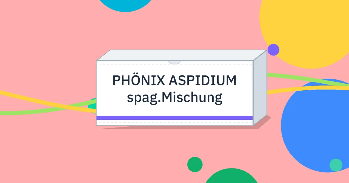 Symbolbild: Packung mit der Aufschrift PHÖNIX ASPIDIUM spag.Mischung (PZN 04223139) – Verfügbarkeit und Bezug in Apotheken in Frankfurt am Main