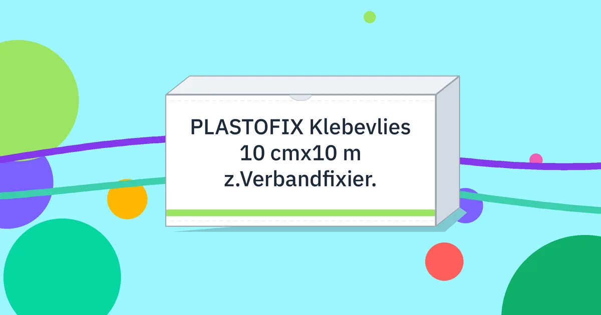 Symbolbild: Packung mit der Aufschrift PLASTOFIX Klebevlies 10 cmx10 m z.Verbandfixier. (PZN 00611241) – Verfügbarkeit und Bezug in Apotheken in Frankfurt am Main