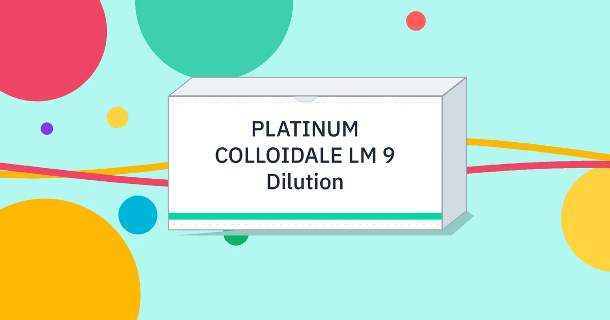Symbolbild: Packung mit der Aufschrift PLATINUM COLLOIDALE LM 9 Dilution (PZN 13037714) – Verfügbarkeit und Bezug in Apotheken in Frankfurt am Main
