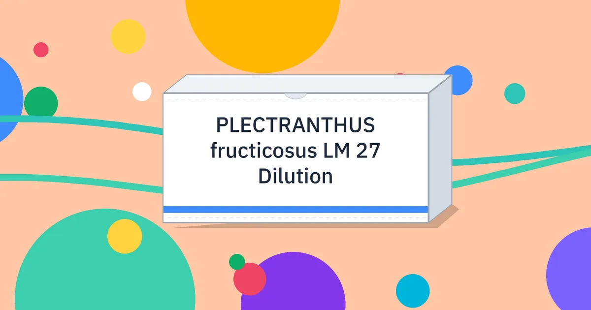 Symbolbild: Packung mit der Aufschrift PLECTRANTHUS fructicosus LM 27 Dilution (PZN 13648702) – Verfügbarkeit und Bezug in Apotheken in Frankfurt am Main
