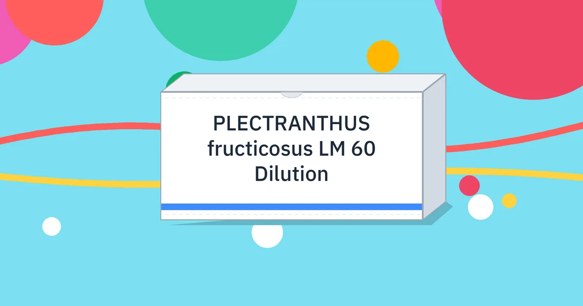 Symbolbild: Packung mit der Aufschrift PLECTRANTHUS fructicosus LM 60 Dilution (PZN 13648777) – Verfügbarkeit und Bezug in Apotheken in Frankfurt am Main