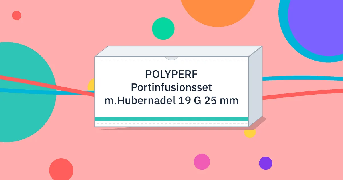 Symbolbild: Packung mit der Aufschrift POLYPERF Portinfusionsset m.Hubernadel 19 G 25 mm (PZN 17527786) – Verfügbarkeit und Bezug in Apotheken in Frankfurt am Main
