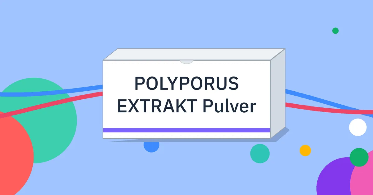 Symbolbild: Packung mit der Aufschrift POLYPORUS EXTRAKT Pulver (PZN 06839927) – Verfügbarkeit und Bezug in Apotheken in Frankfurt am Main