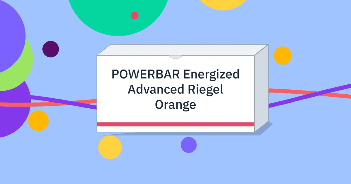 Symbolbild: Packung mit der Aufschrift POWERBAR Energized Advanced Riegel Orange (PZN 18821080) – Verfügbarkeit und Bezug in Apotheken in Frankfurt am Main