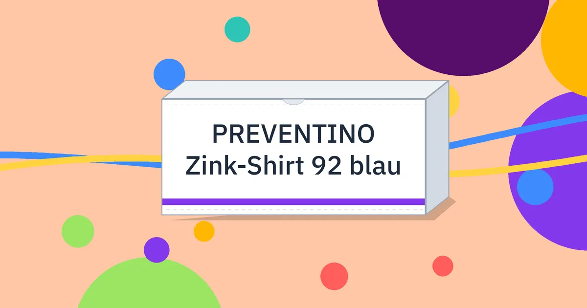 Symbolbild: Packung mit der Aufschrift PREVENTINO Zink-Shirt 92 blau (PZN 12446706) – Verfügbarkeit und Bezug in Apotheken in Frankfurt am Main